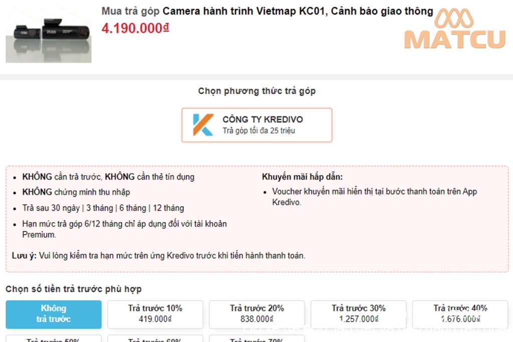Camera hành trình Vietmap KC01, cảnh báo giao thông, mua hàng trả góp ...